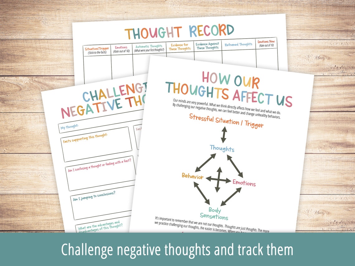 Thought Challenging Worksheets CBT Therapy Cognitive - Etsy