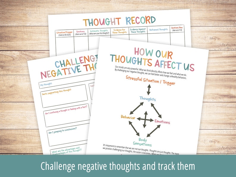 Thought Challenging Worksheets, CBT Therapy, Cognitive Restructuring ...