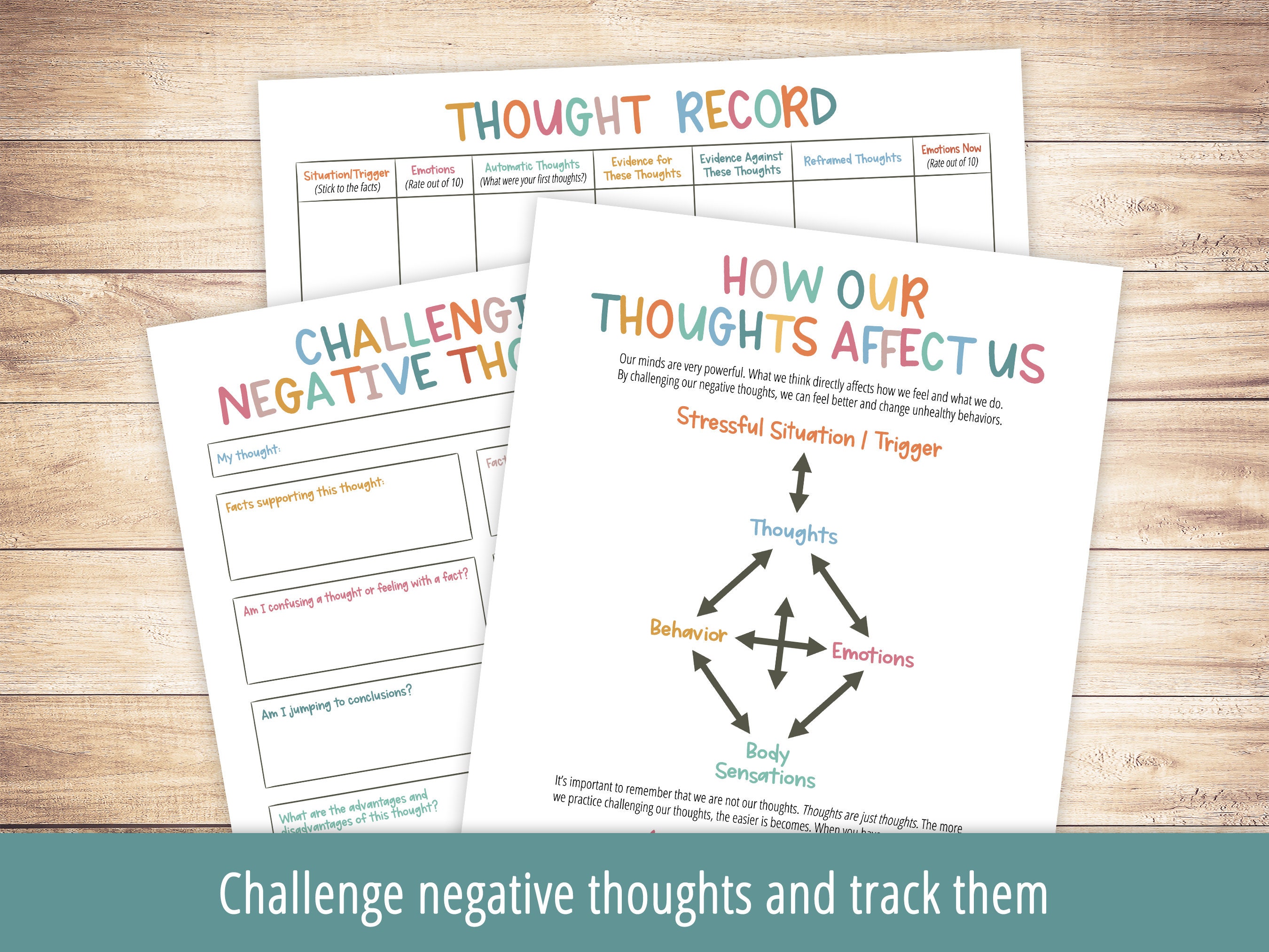 Thought Challenging Worksheets CBT Therapy Cognitive - Etsy UK