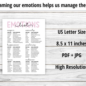 Emotions List, Printable List of Feelings, Mental Health Printable ...