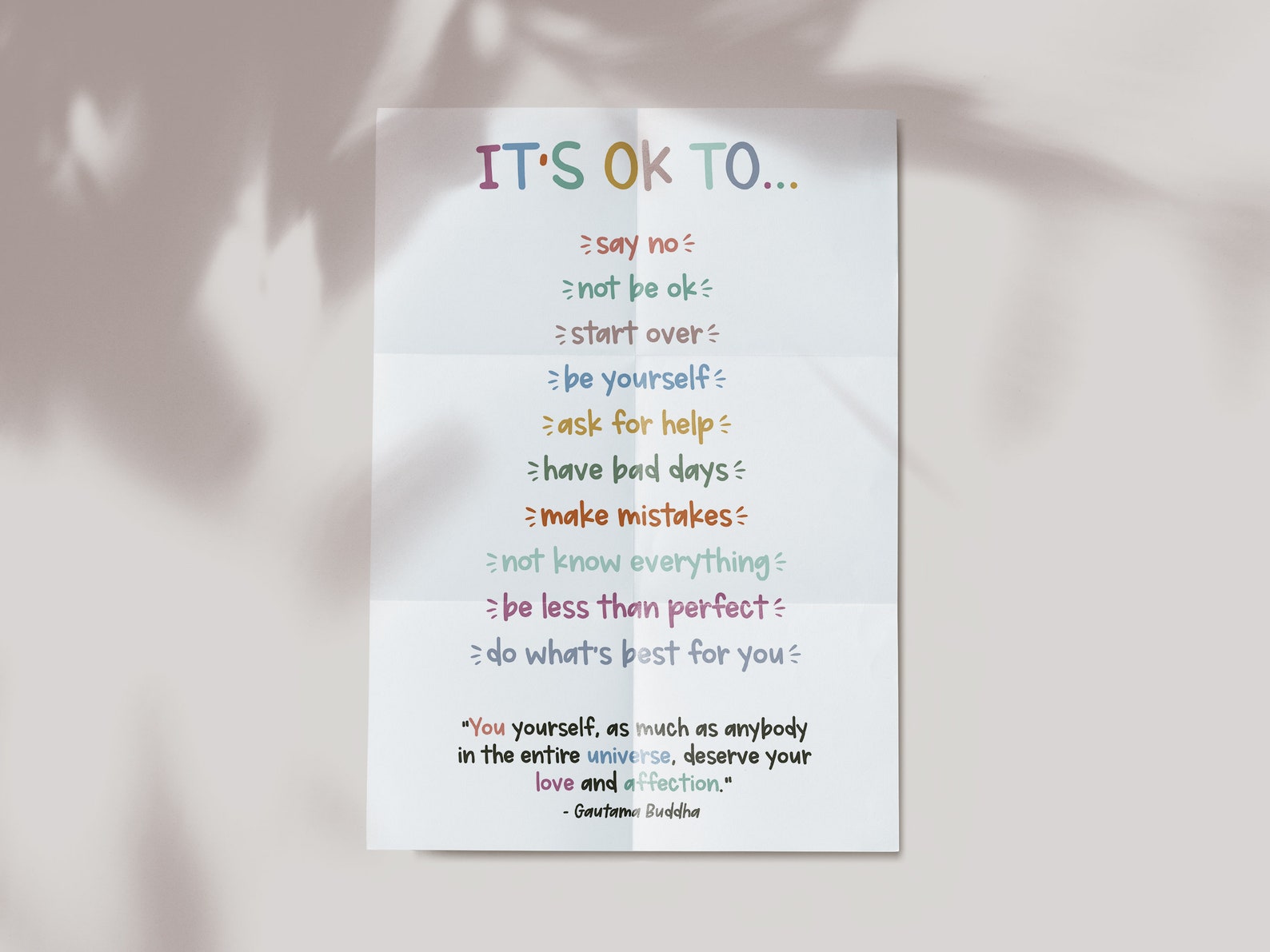 It's OK to Poster, Positive Affirmations, Therapy Office Decor, School ...