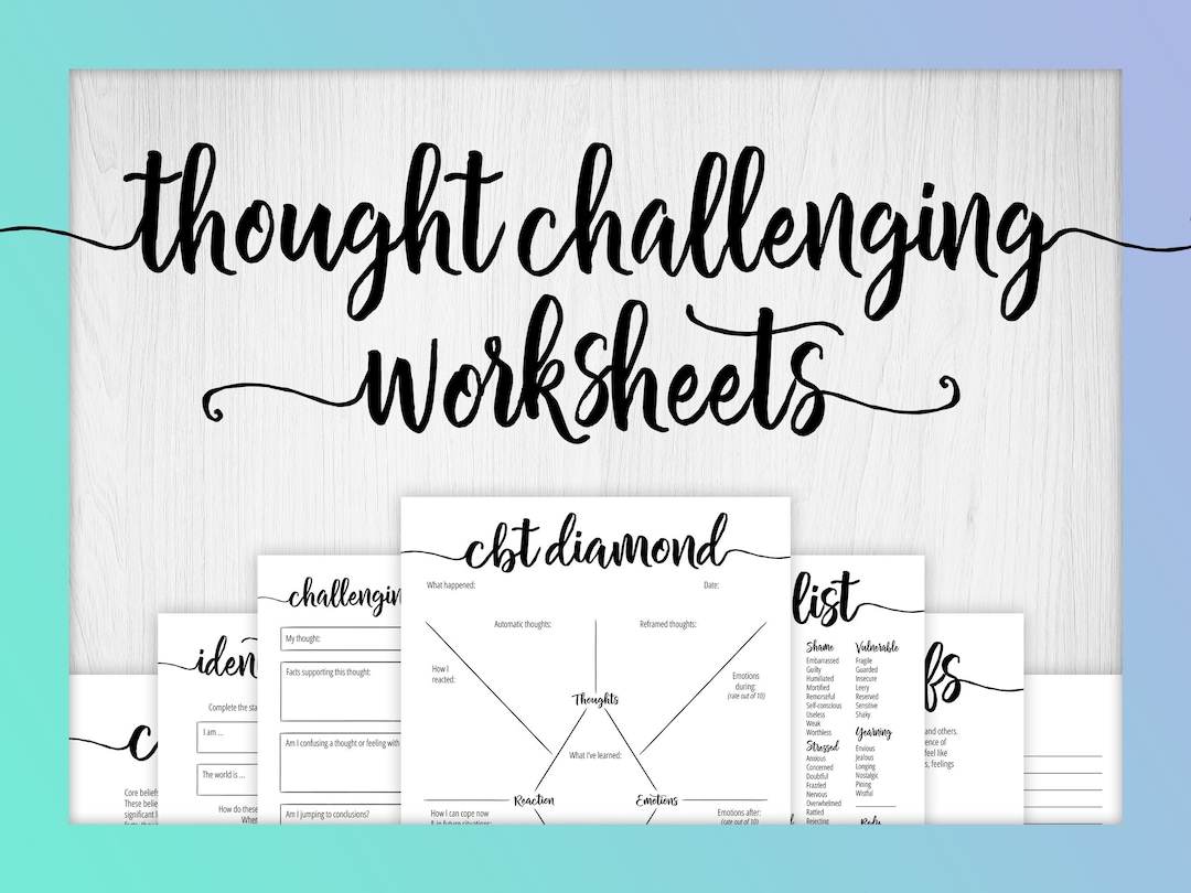 Thought Challenging Worksheets, CBT Therapy, Therapy Journal, Mental ...