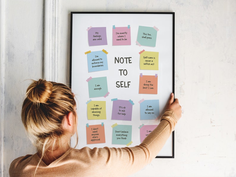 Note to Self Poster Therapy Office Decor Calming Down - Etsy