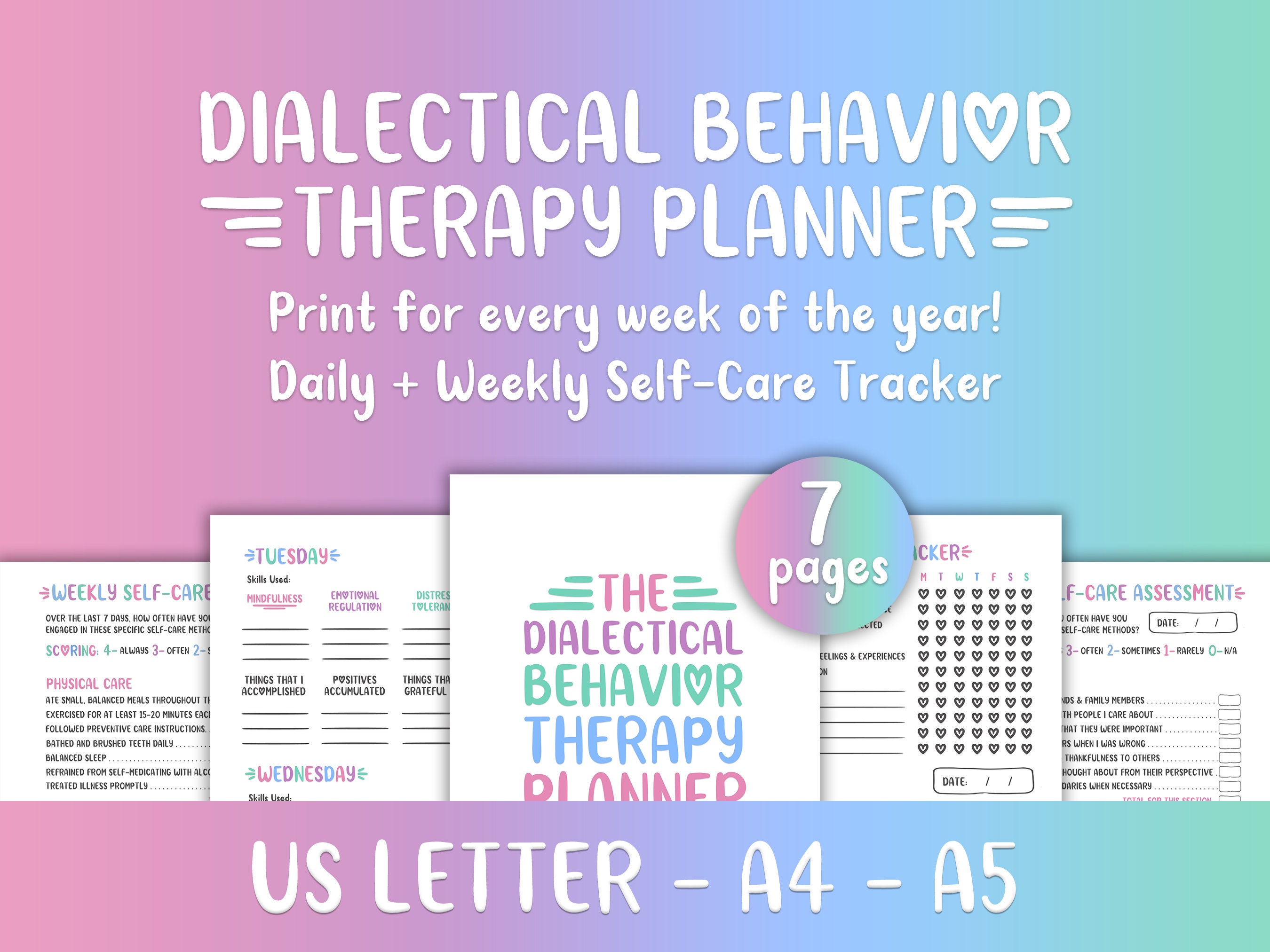 DBT Planner, DBT Skills Tracker, Mental Health Journal, Self Care ...