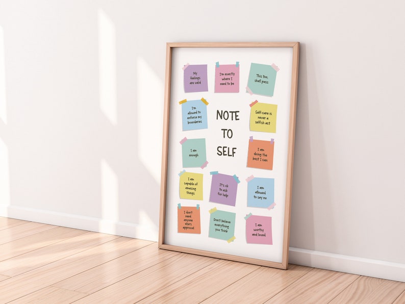 Note to Self Poster, Therapy Office Decor, Calming Down Corner, School ...