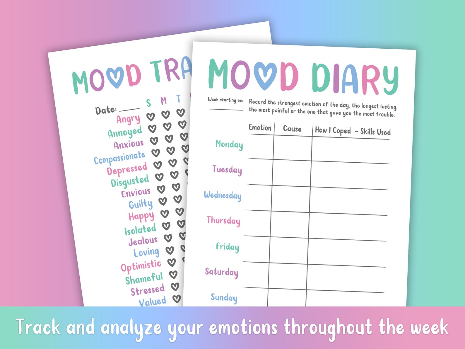 Emotions Journal DBT Skills Mood Tracker Therapy Journal | Etsy Australia
