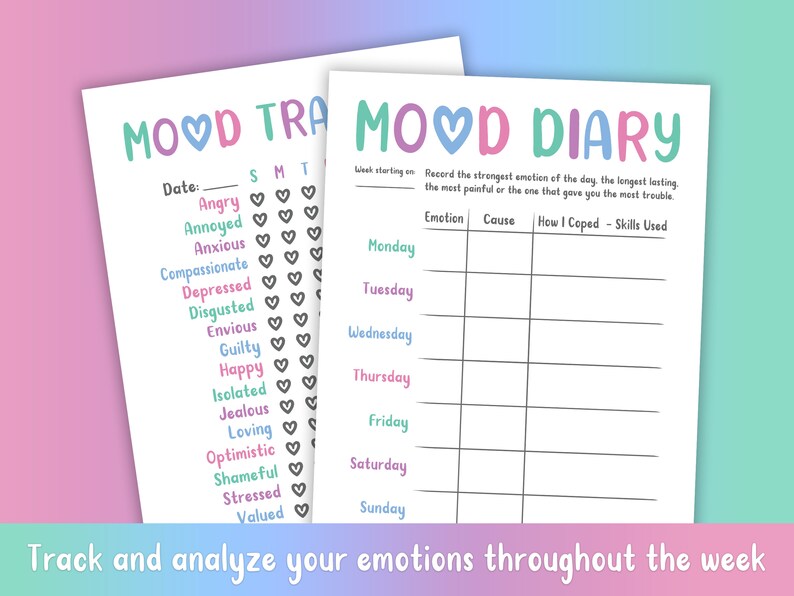 Emotions Journal DBT Skills Mood Tracker Therapy Journal | Etsy