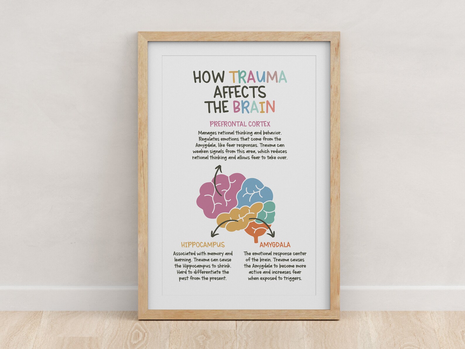 How Trauma Affects the Brain Poster, Positive Affirmations, Therapy ...
