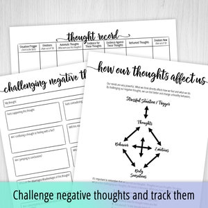 Thought Challenging Worksheets, CBT Therapy, Therapy Journal, Mental ...