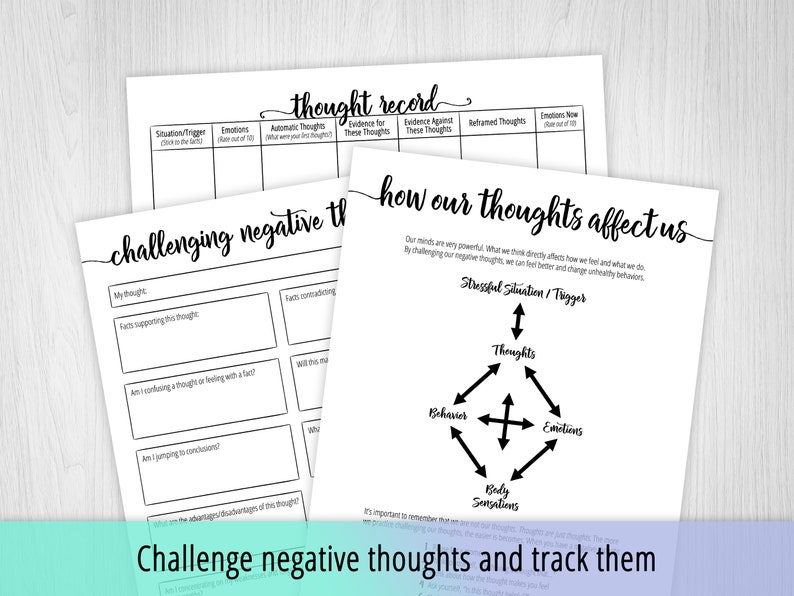 Thought Challenging Worksheets CBT Therapy Therapy Journal - Etsy