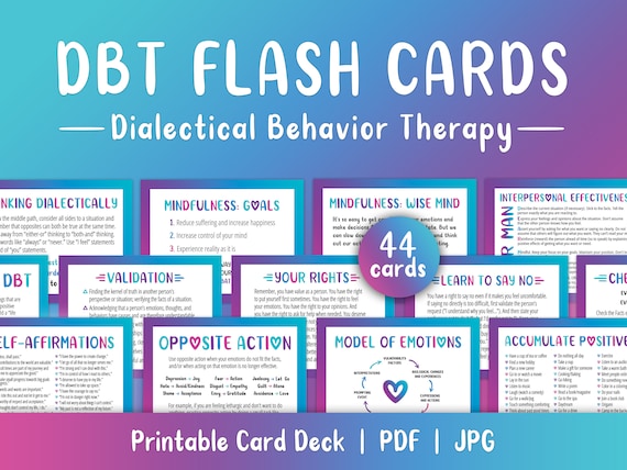 DBT Flash Cards 44 Printable Cards Self Help Cards Coping - Etsy