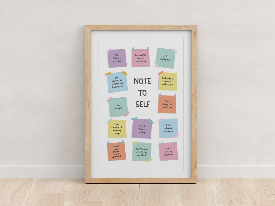 Note to Self Poster Therapy Office Decor Calming Down - Etsy