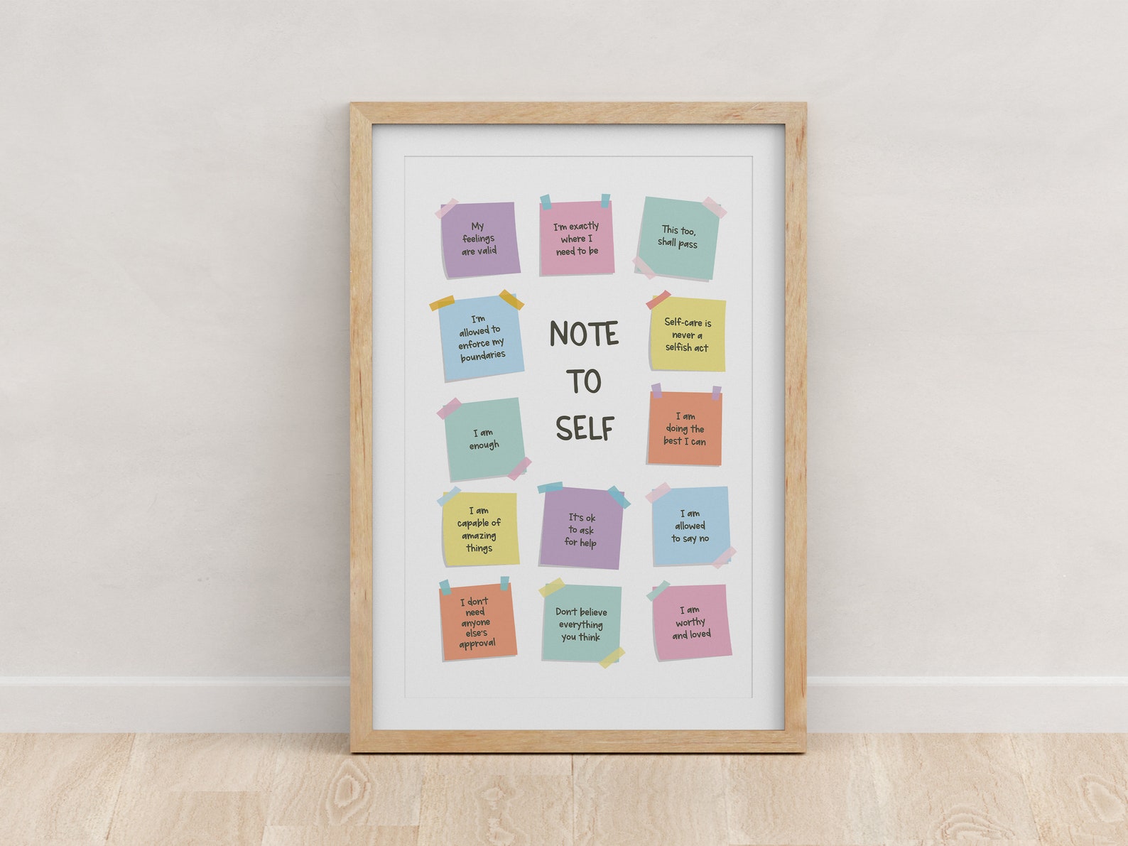 Note to Self Poster Therapy Office Decor Calming Down - Etsy