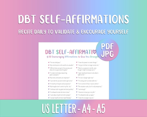 DBT Self-affirmations PTSD BPD Bipolar Depression | Etsy