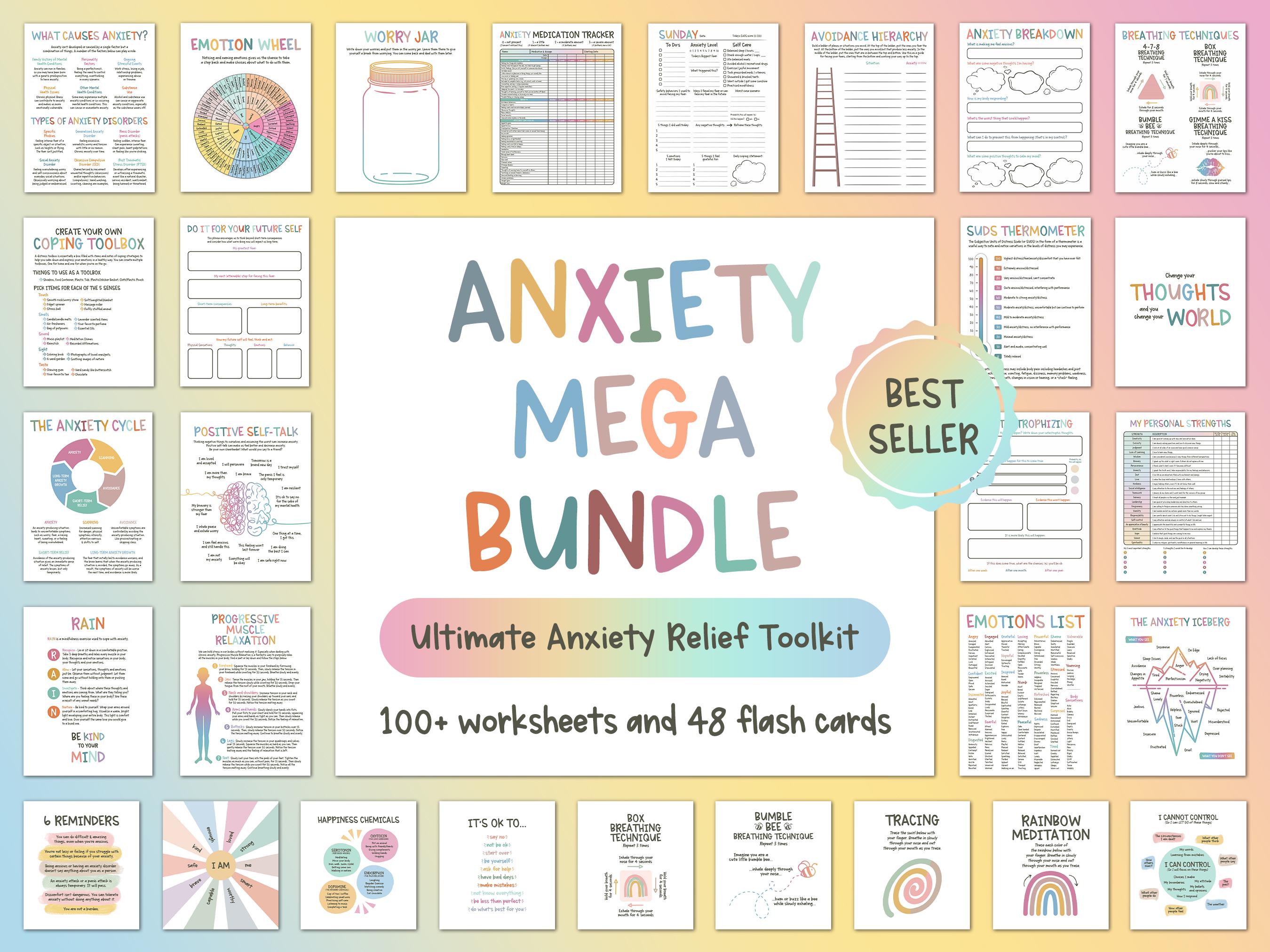 Anxiety Mega Bundle Printable, Anxiety Worksheets, CBT Tools, Coping ...