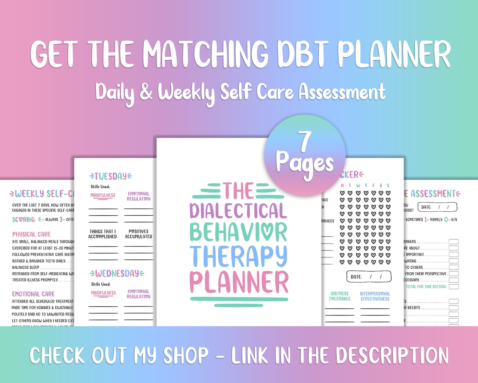 DBT Diary Card, PTSD, BPD, Anxiety, Depression, Bipolar, Printable ...