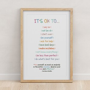 It's OK to Poster, Positive Affirmations, Therapy Office Decor, School ...