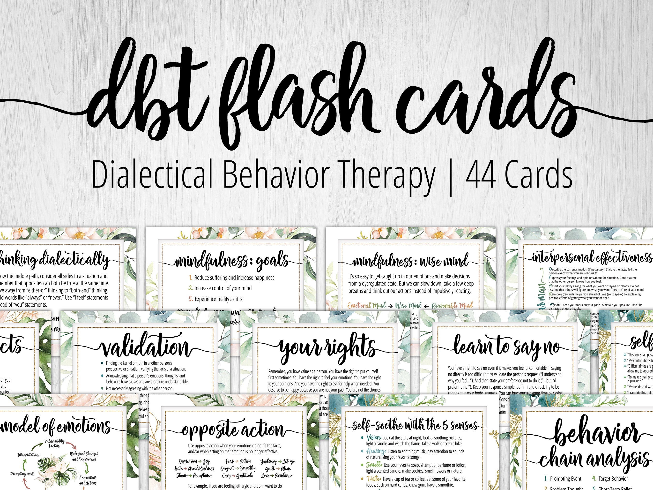 DBT Flash Cards 44 Printable Cards Self Help Cards Coping - Etsy