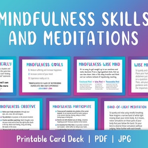 DBT Flash Cards, 44 Printable Cards, Self Help Cards, Coping Skills ...
