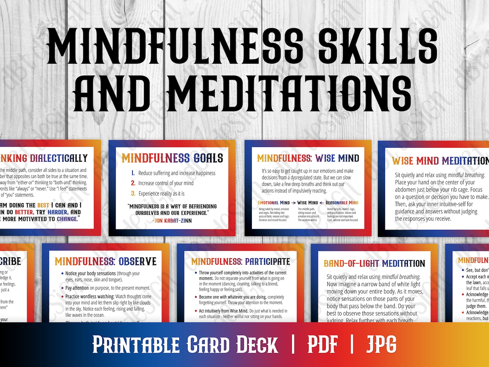 DBT Flash Cards 44 Printable Cards Self Help Cards Coping | Etsy