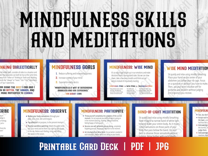 DBT Flash Cards 44 Printable Cards Self Help Cards Coping | Etsy