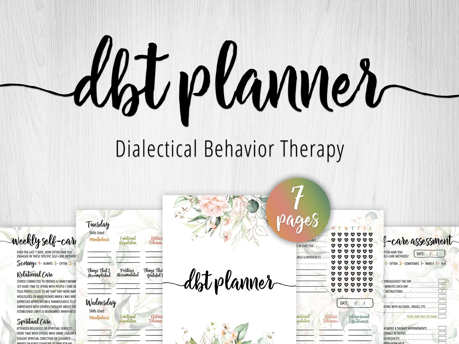 DBT Planner DBT Skills Tracker Mental Health Journal Self | Etsy