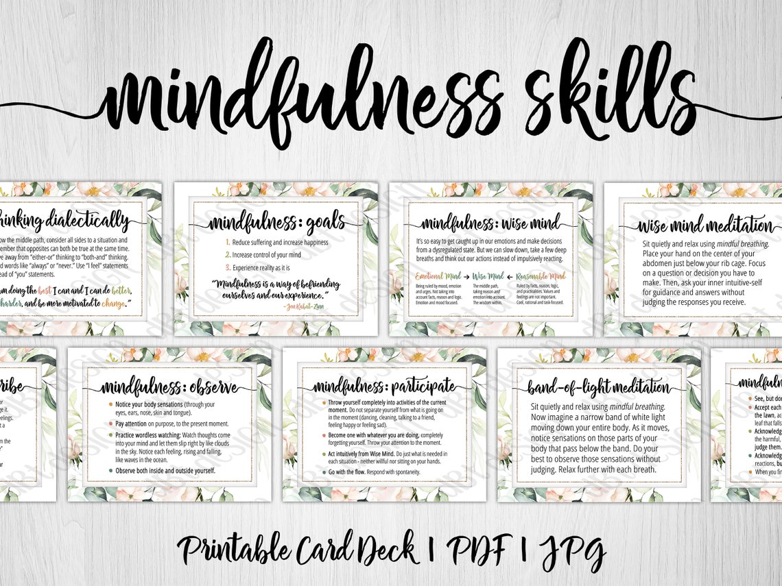 DBT Flash Cards 44 Printable Cards Self Help Cards Coping - Etsy Australia