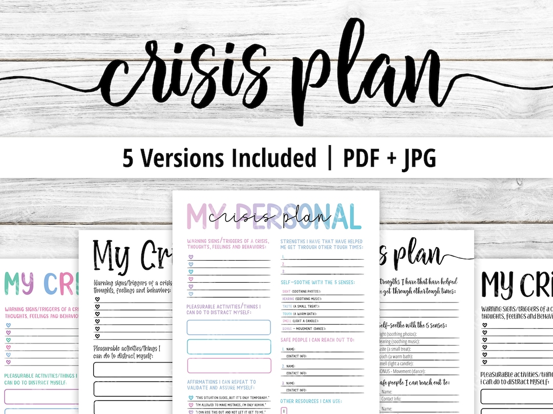 Crisis Plan Worksheet, Mental Health Printable, DBT Sheet, Planner ...