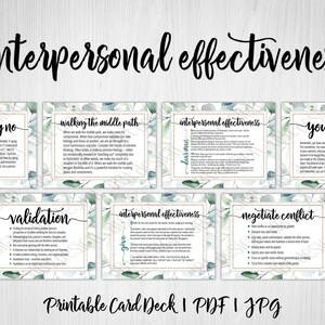 DBT Flash Cards, 44 Printable Cards, Self Help Cards, Coping Skills ...