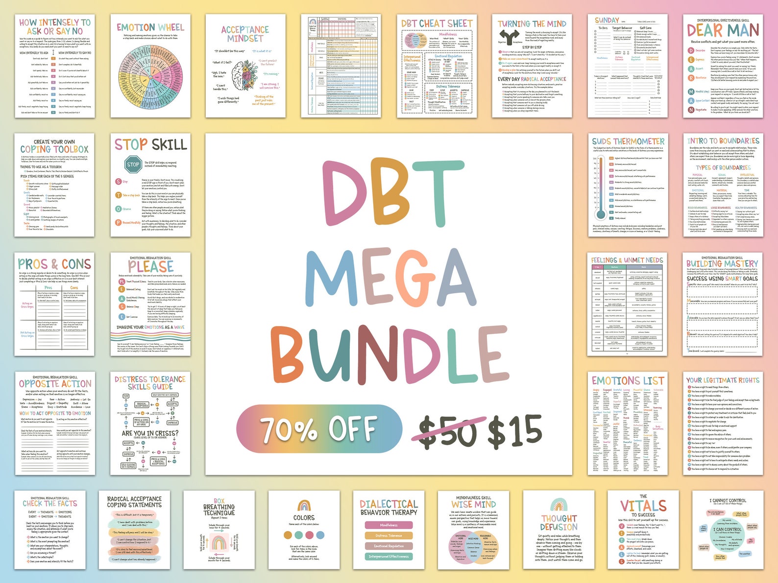 DBT MEGA BUNDLE Dbt Workbook Dbt Skills Therapy Worksheet - Etsy
