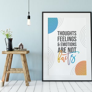 Thoughts Feelings and Emotions Are Not Facts Poster, Therapy Office ...