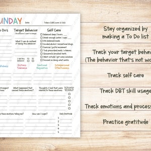 DBT Planner, DBT Skills Tracker, Mental Health Journal, Self Care ...