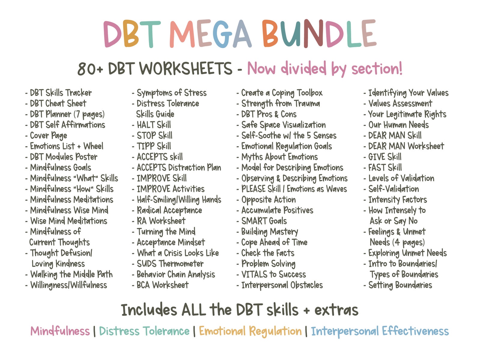 DBT MEGA BUNDLE Dbt Skills Dbt Workbook Therapy Worksheet - Etsy Australia