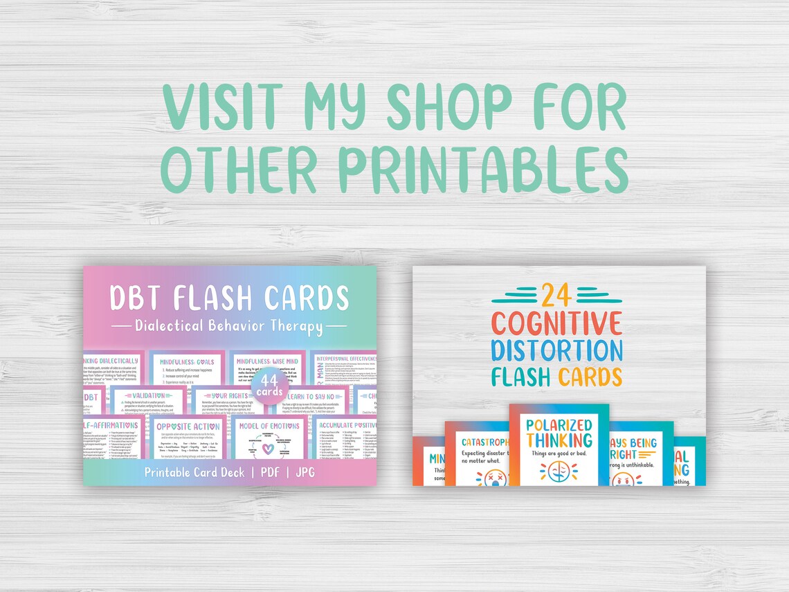 20 Anxiety Coping Skills Cards Therapy Worksheet CBT - Etsy