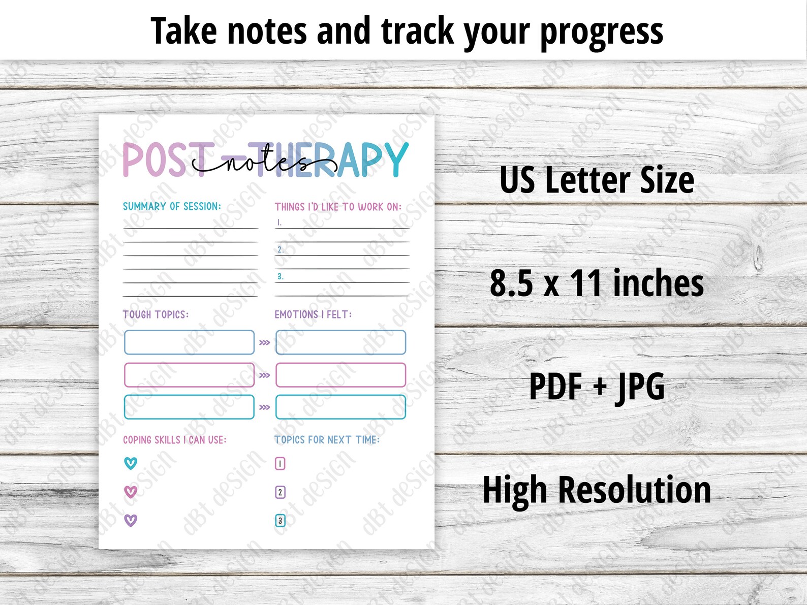 Post Therapy Notes, Mental Health Printable, Therapy Worksheet, Planner ...