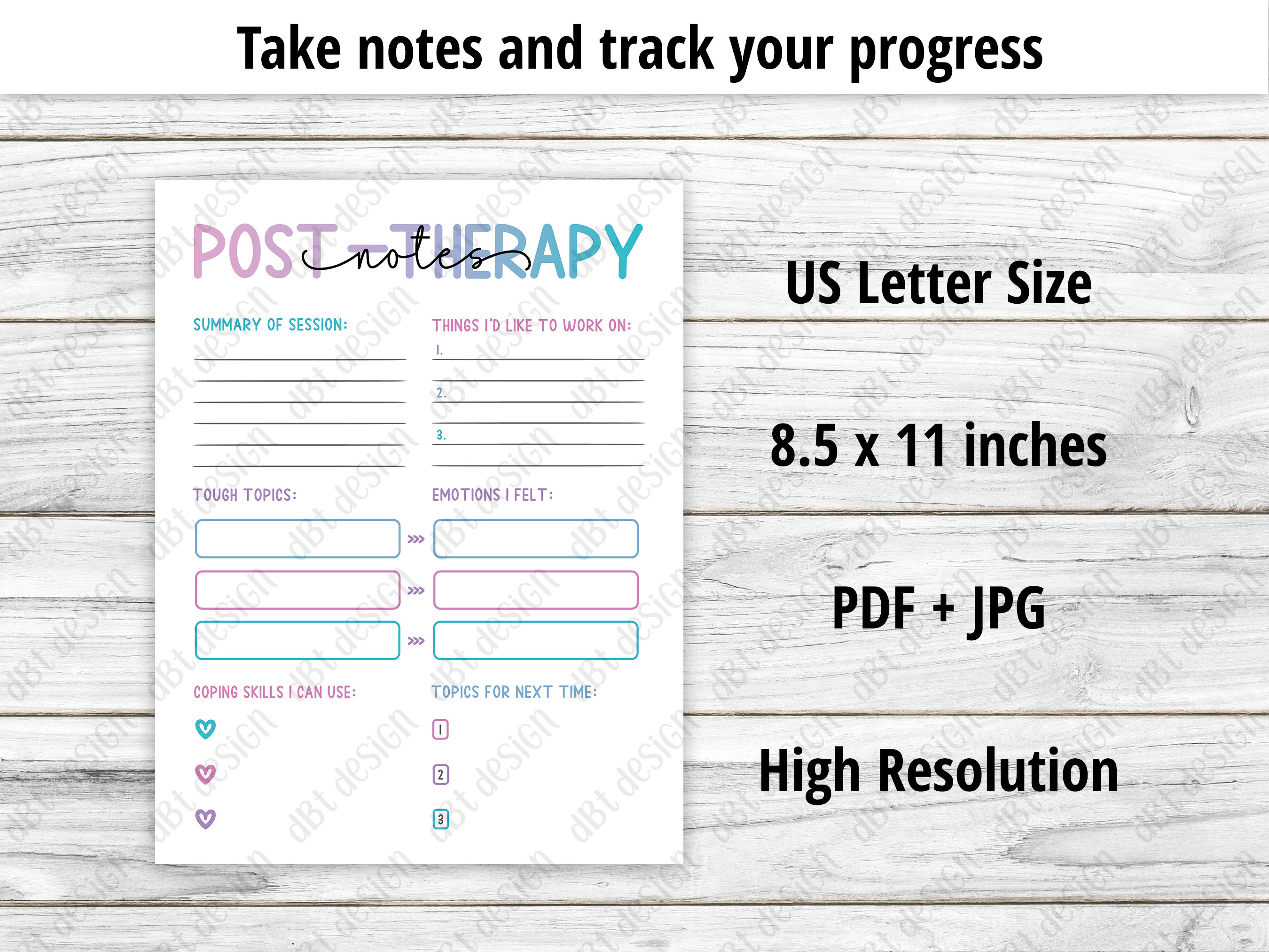 Post Therapy Notes, Mental Health Printable, Therapy Worksheet, Planner ...