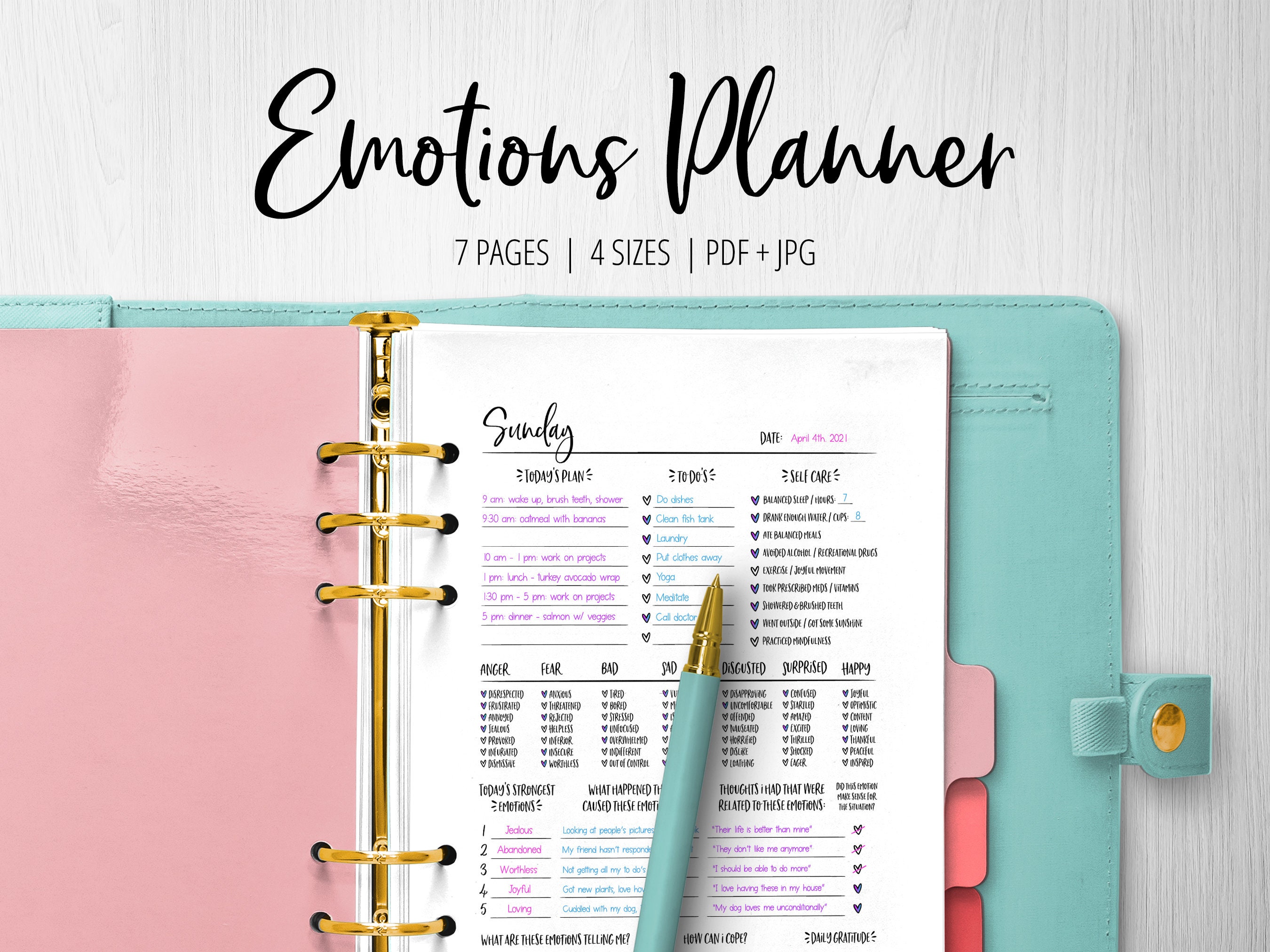 Emotions Planner DBT Emotional Regulation Dialectical - Etsy