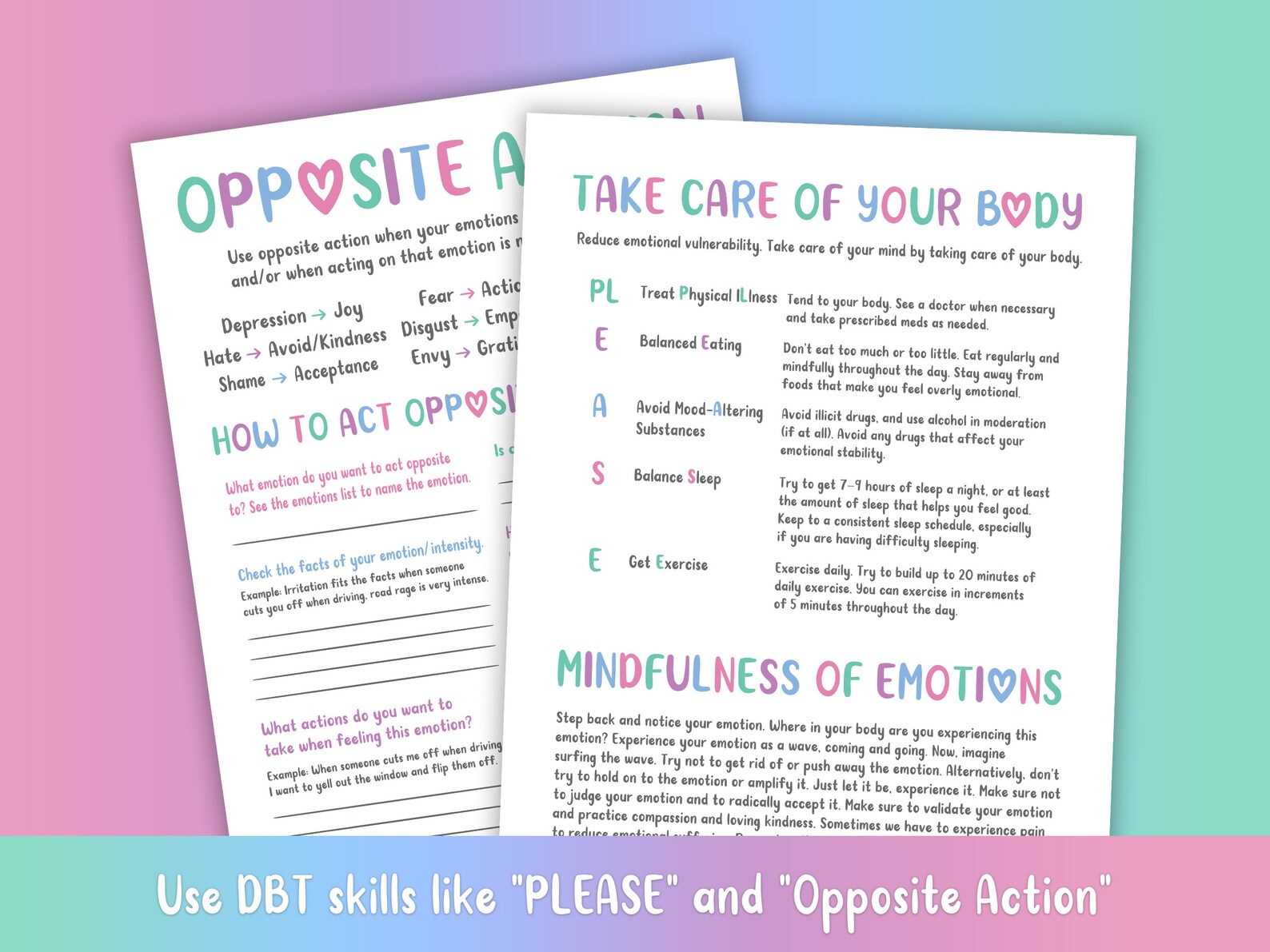 Emotions Journal, DBT Skills, Mood Tracker, Therapy Journal, Mood ...