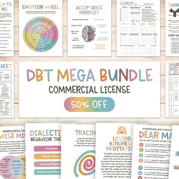 DBT Printable Cheat Sheet Blue / Purple | Dialectical Behavior Therapy ...