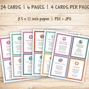 Cognitive Distortion Flash Cards, Thinking Errors, CBT Therapy ...