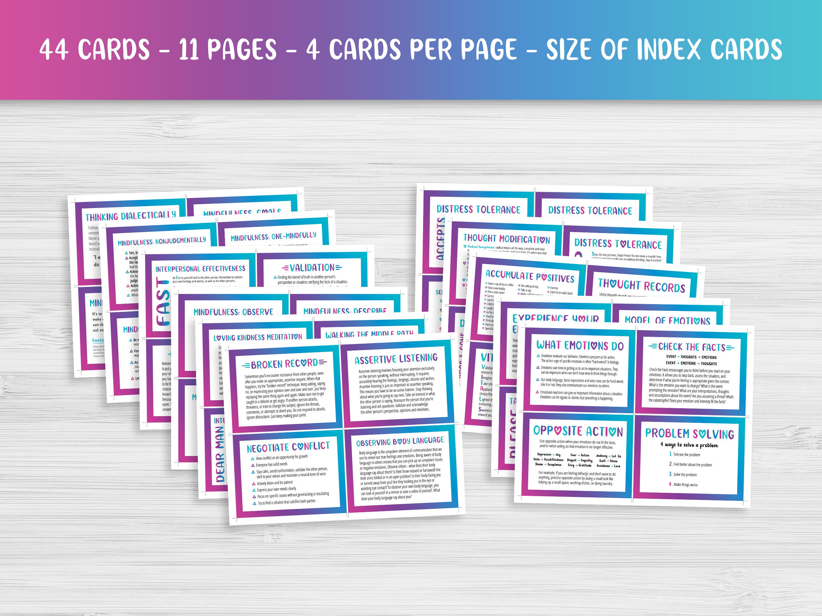 DBT Flash Cards 44 Printable Cards Self Help Cards Coping - Etsy