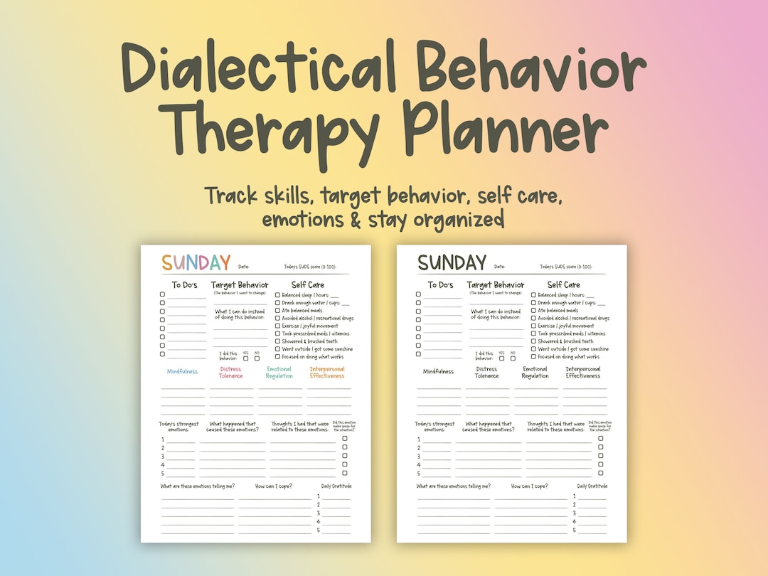DBT Planner, DBT Skills Tracker, Mental Health Journal, Self Care ...