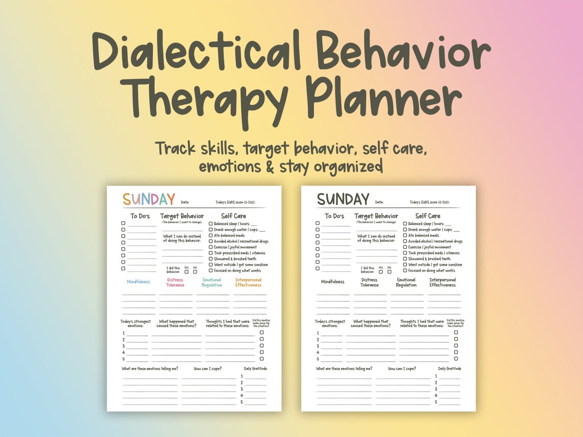 DBT Planner DBT Skills Tracker Mental Health Journal Self - Etsy