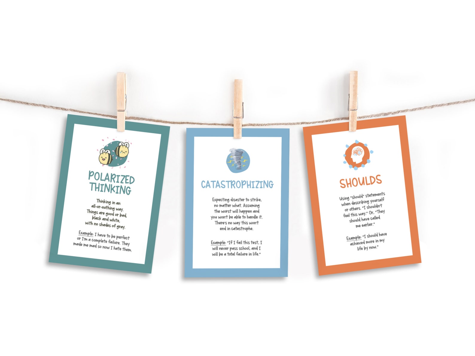 Cognitive Distortion Flash Cards, Thinking Errors, CBT Therapy ...