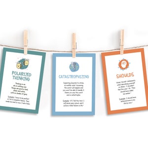 Cognitive Distortion Flash Cards, Thinking Errors, CBT Therapy ...