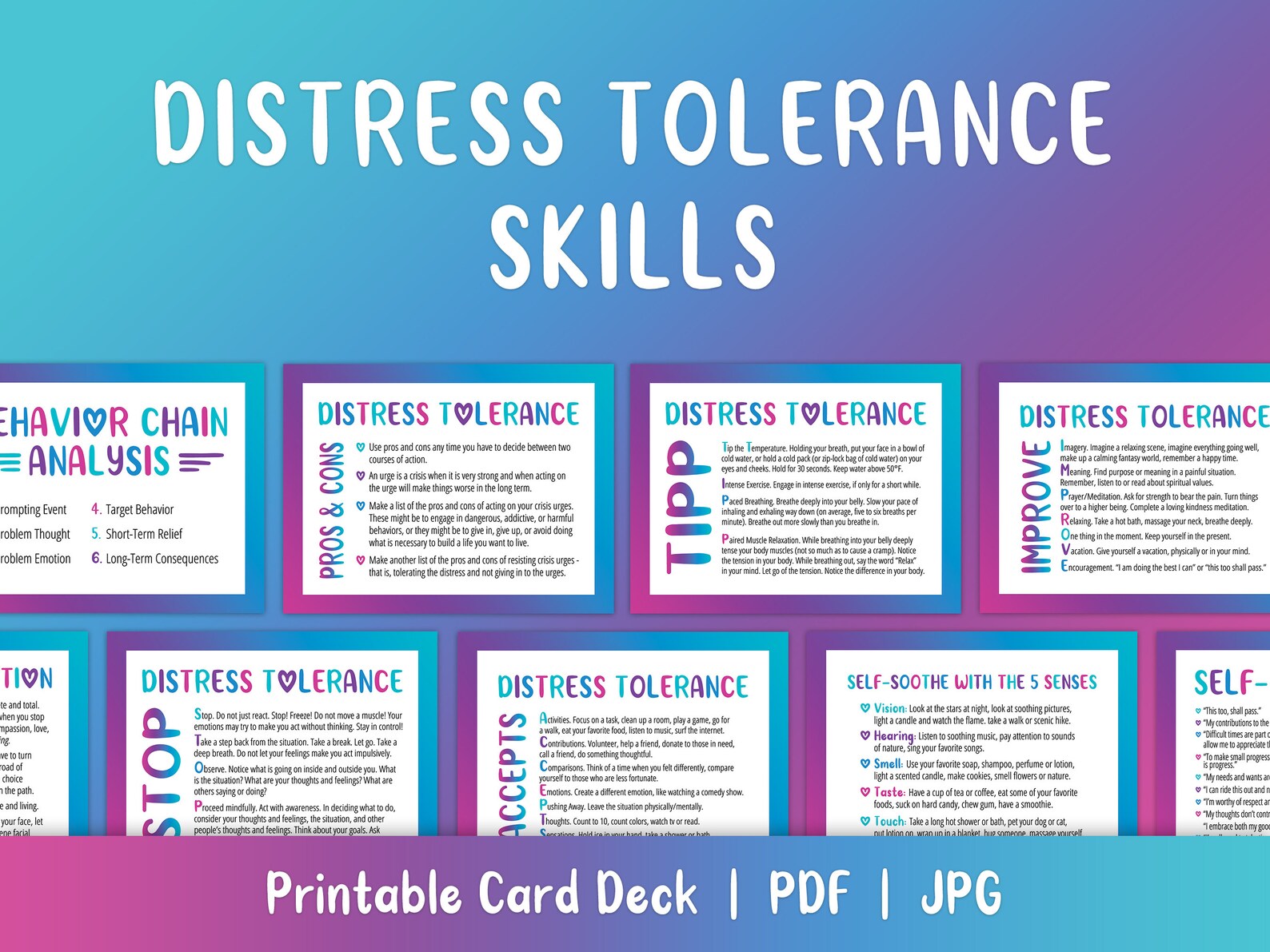 DBT Flash Cards 44 Printable Cards Self Help Cards Coping - Etsy