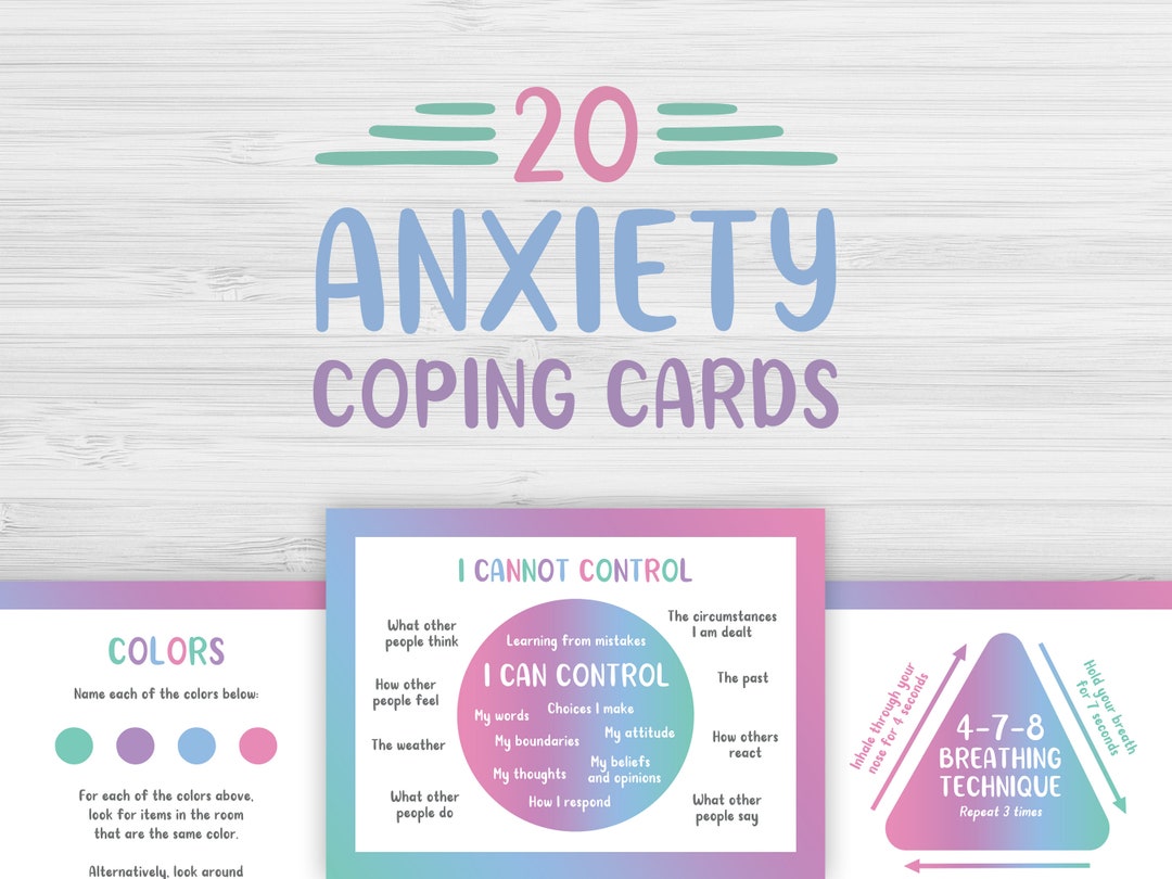 20 Anxiety Coping Skills Cards, Therapy Worksheet, CBT Therapy, DBT ...