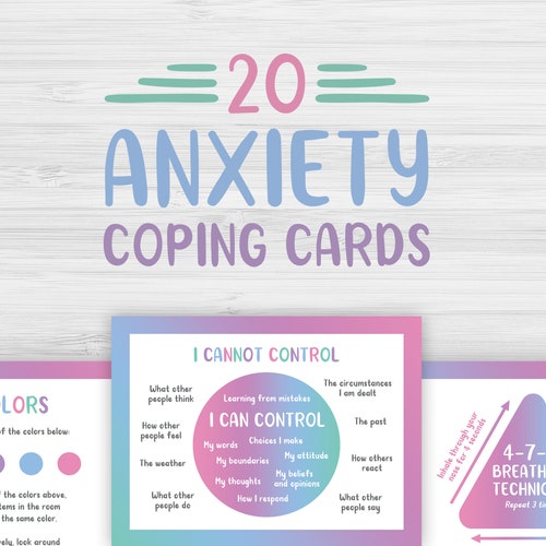 20 Anxiety Coping Skills Cards Therapy Worksheet CBT - Etsy