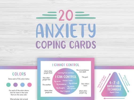 20 Anxiety Coping Skills Cards Therapy Worksheet CBT - Etsy