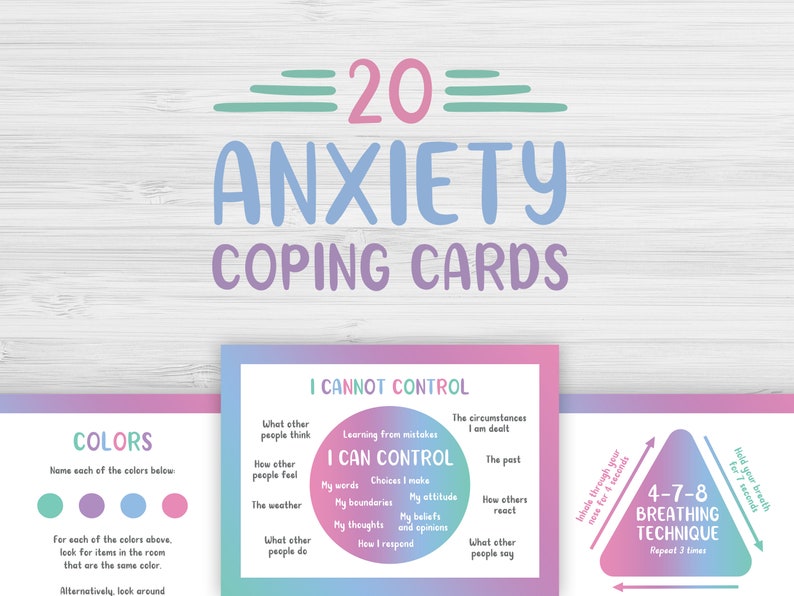 20 Anxiety Coping Skills Cards Therapy Worksheet CBT - Etsy